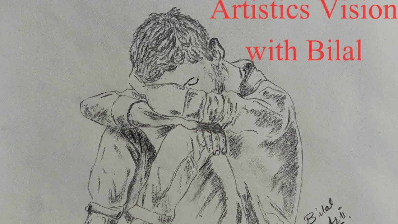 Pencil sketch|Graphite pencil drawing| charcoal pencil sketches|Sad Boy ...
