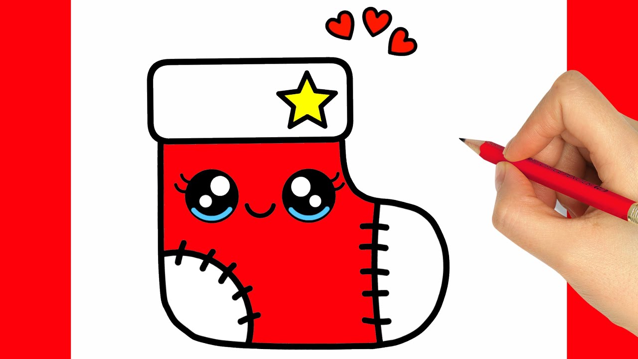 HOW TO DRAW A CHRISTMAS STOCKING - EASY CHRISTMAS DRAWINGS - YouTube