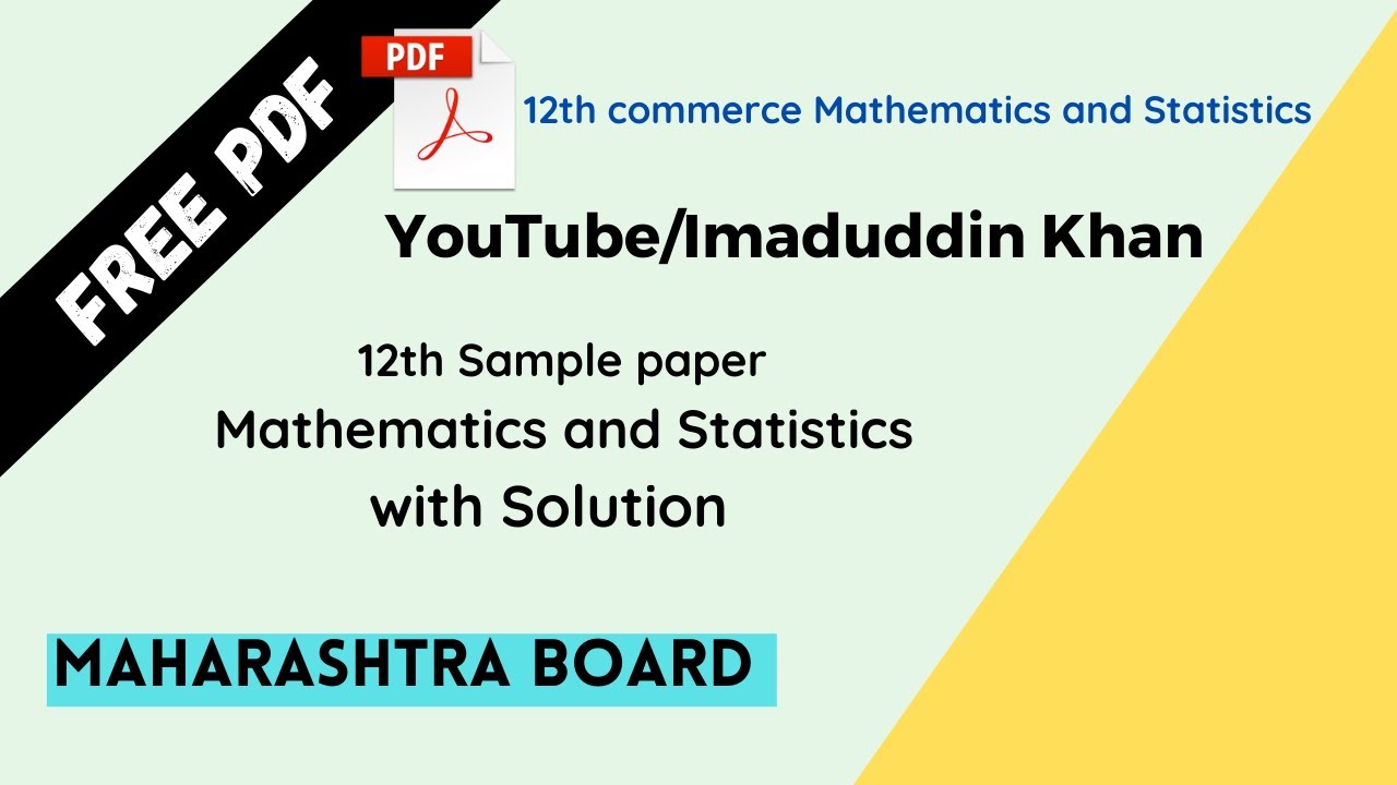 12th Mathematics and Statistics paper with solution Maharashtra board ...