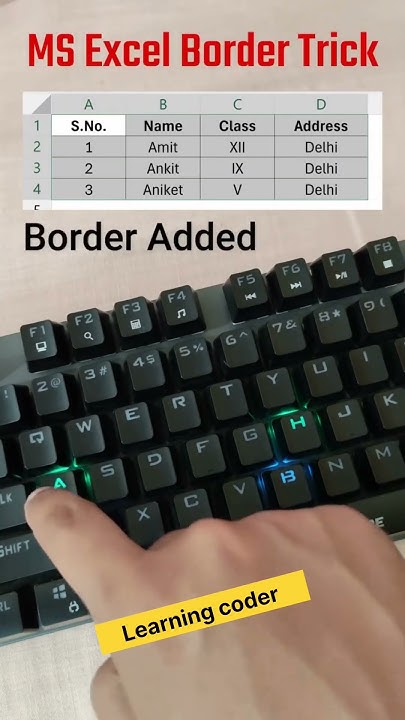 MS Excel Border Trick#learning coder#short video#viral short#Border Added#Border Remove#pc# ...