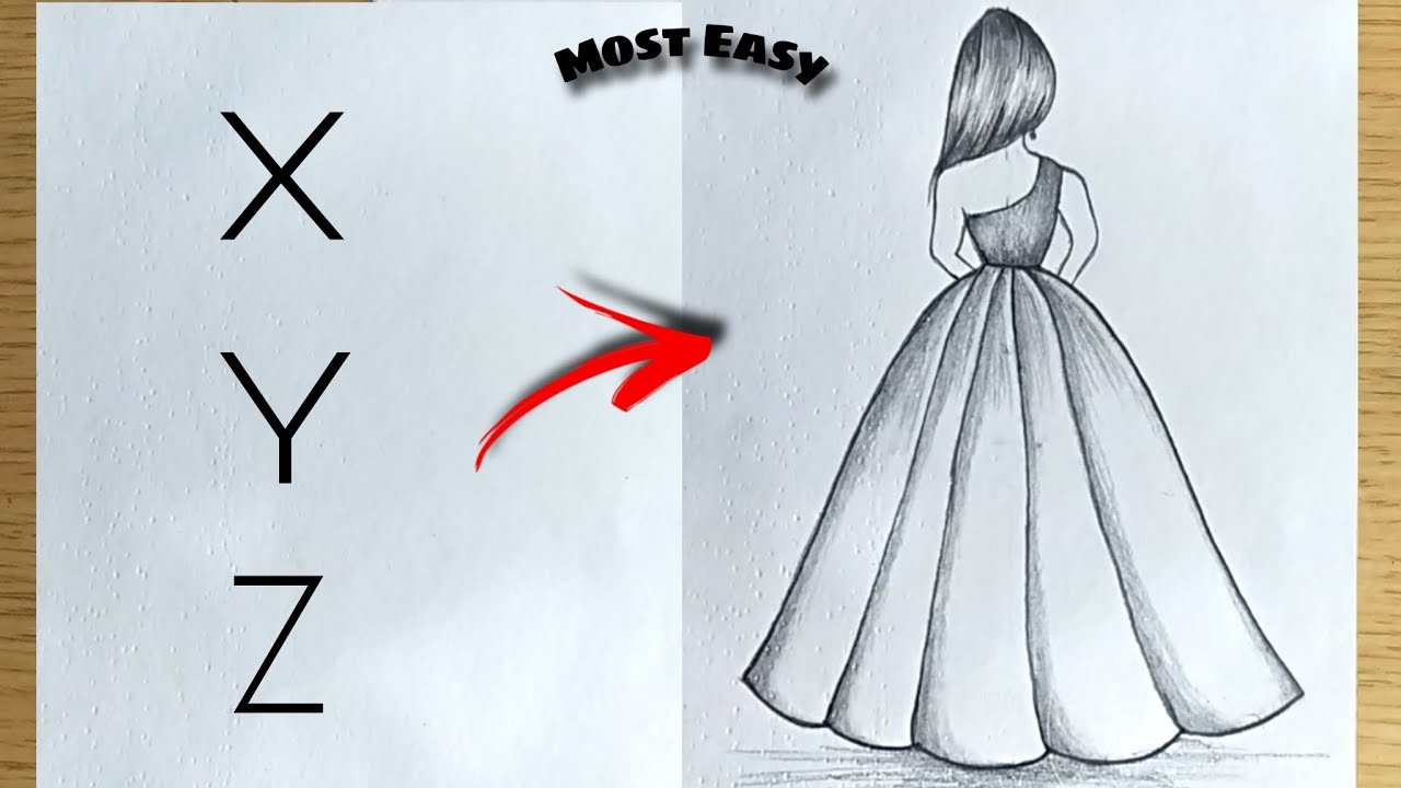 How to draw Girl from backside || Pencil sketch for beginner || Easy ...