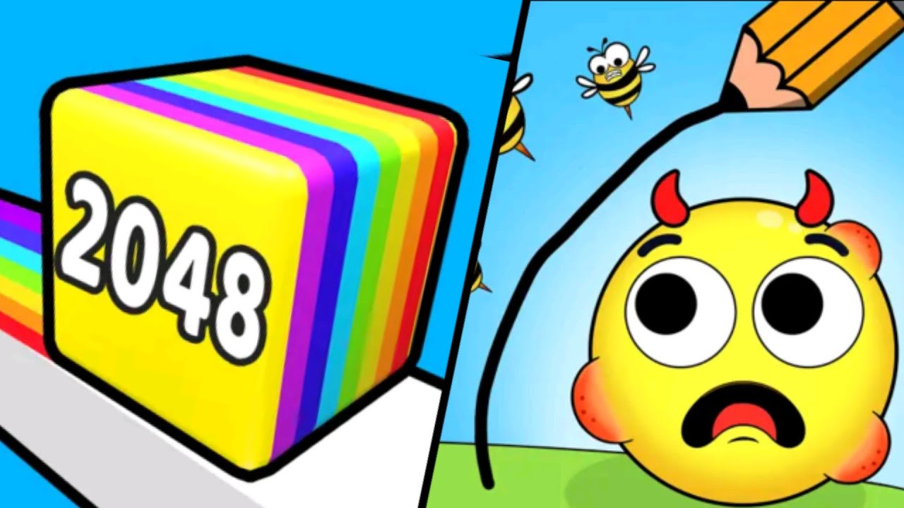 🎯 Draw to smash (draw a line) 🆚 happy cubes 2048 Gameplay Mobile - YouTube