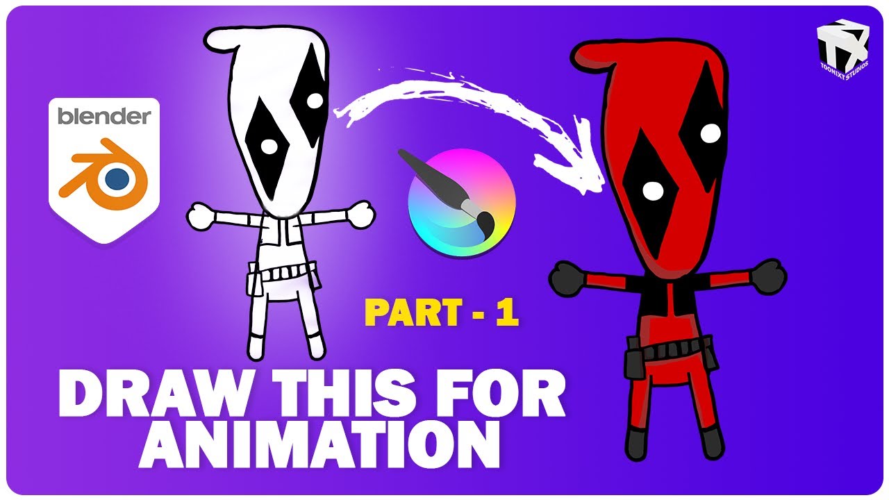 Free 2D Animation Tutorial: Deadpool Character in Krita and Blender 2D ...