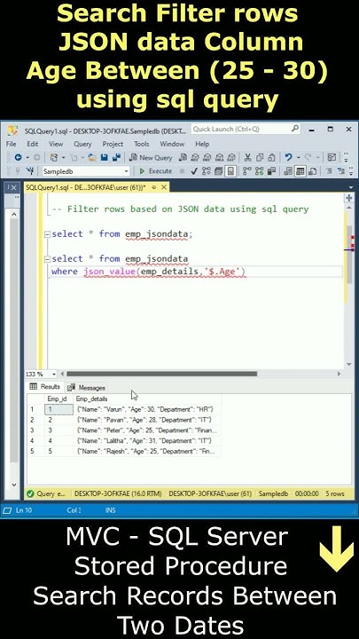 Search Filter rows based on JSON column data using sql server query #json - YouTube