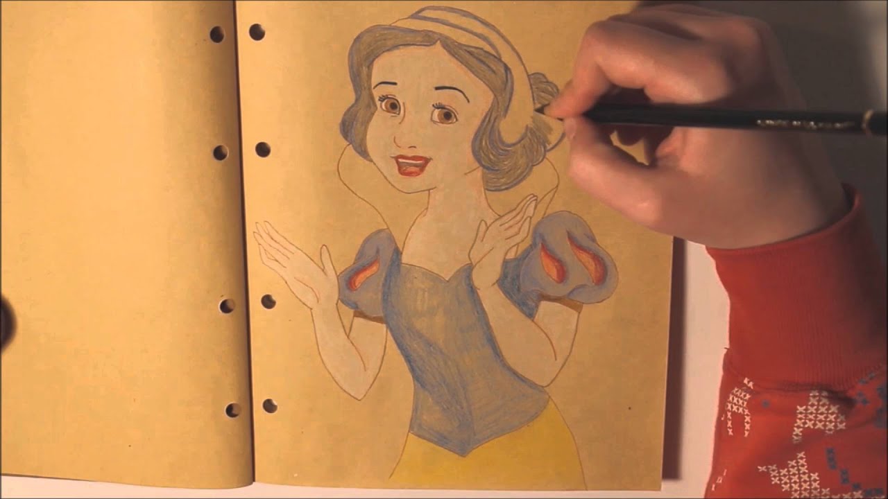 Snow White - colored pencils - YouTube