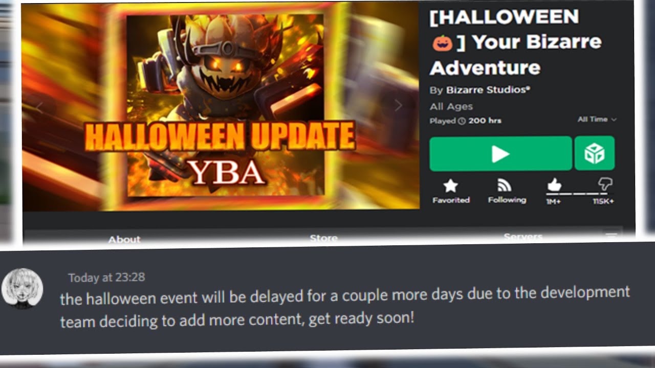 [YBA] The Halloween Event is Delayed. - YouTube