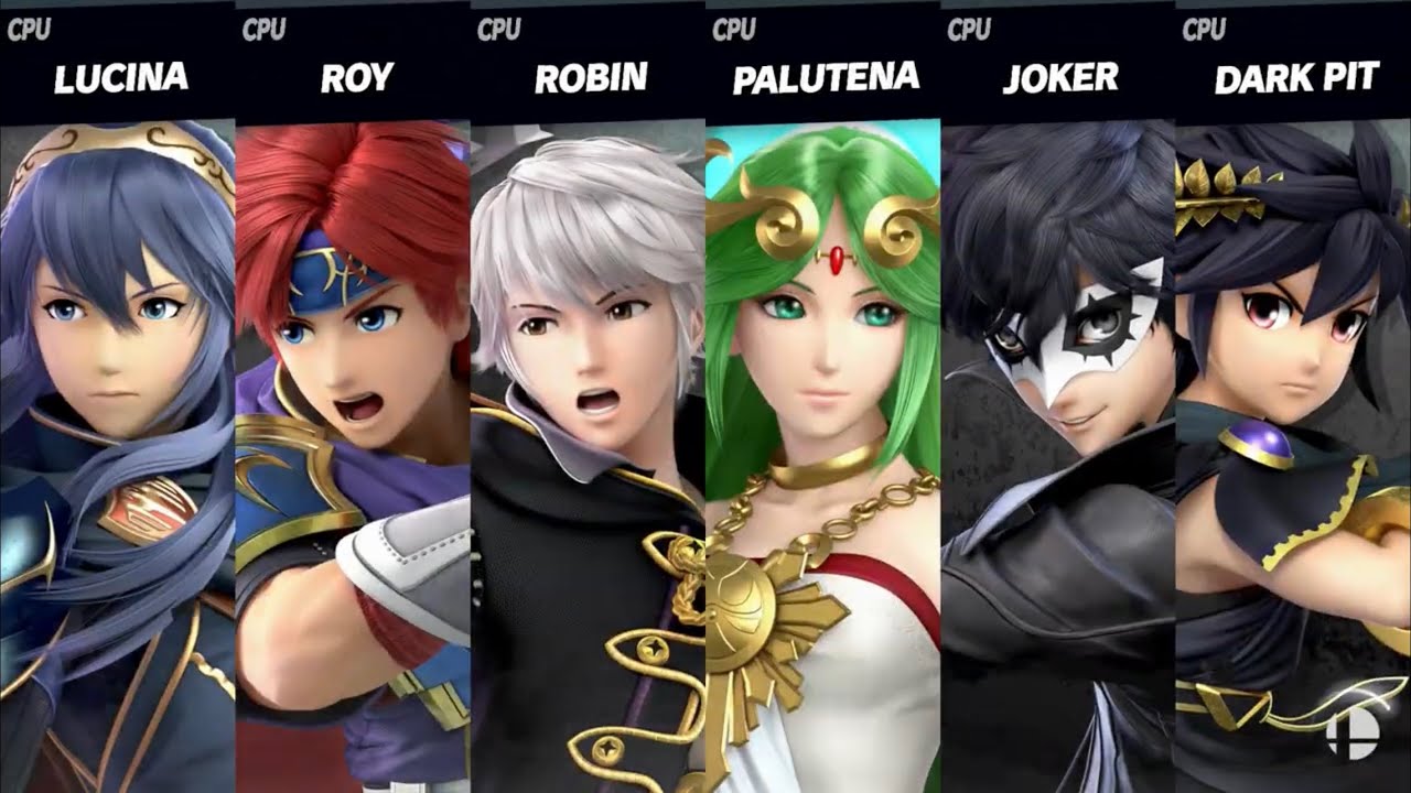 Super Smash Bros. Ultimate - Lucina vs Roy vs Robin vs Palutena vs ...