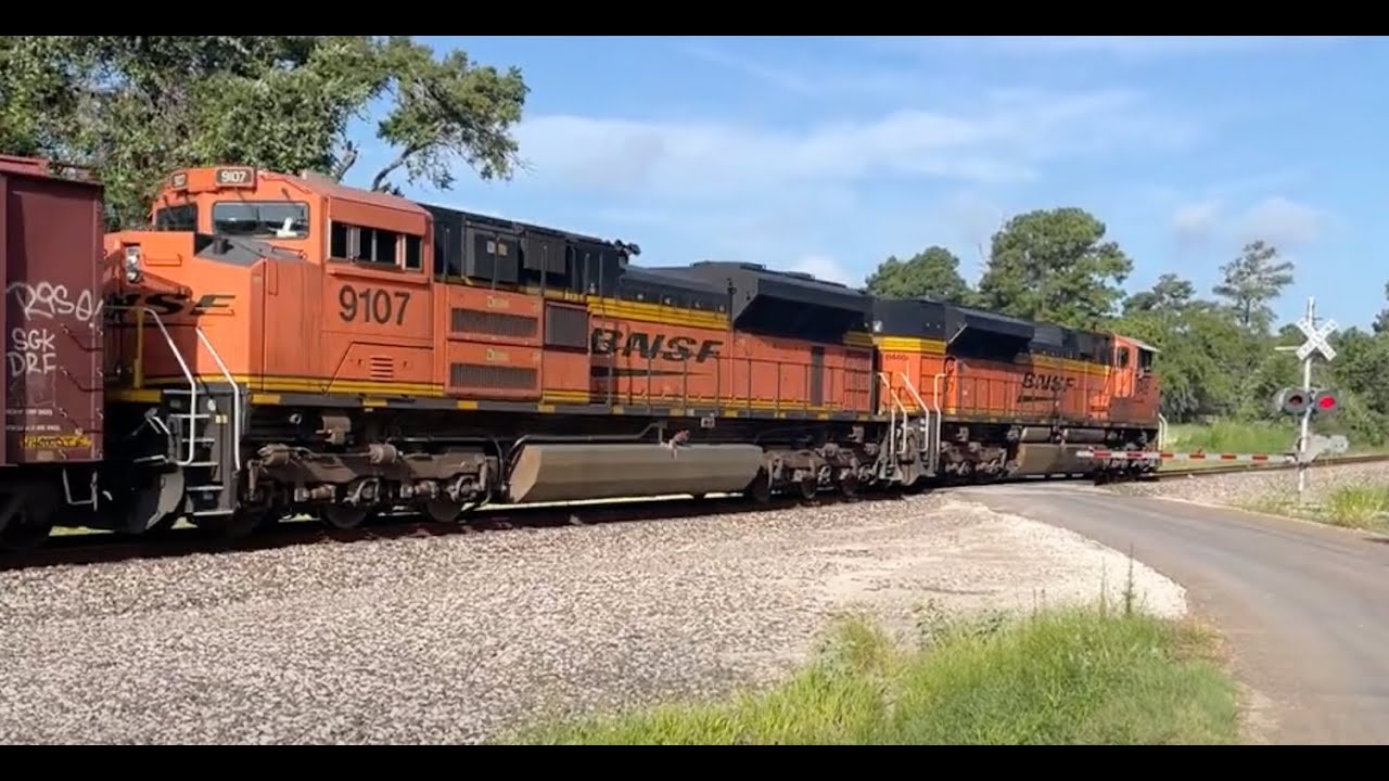 BNSF Tank Car Train Led by 2 SD70ACes - Plantersville TX - 7/2/24 - YouTube