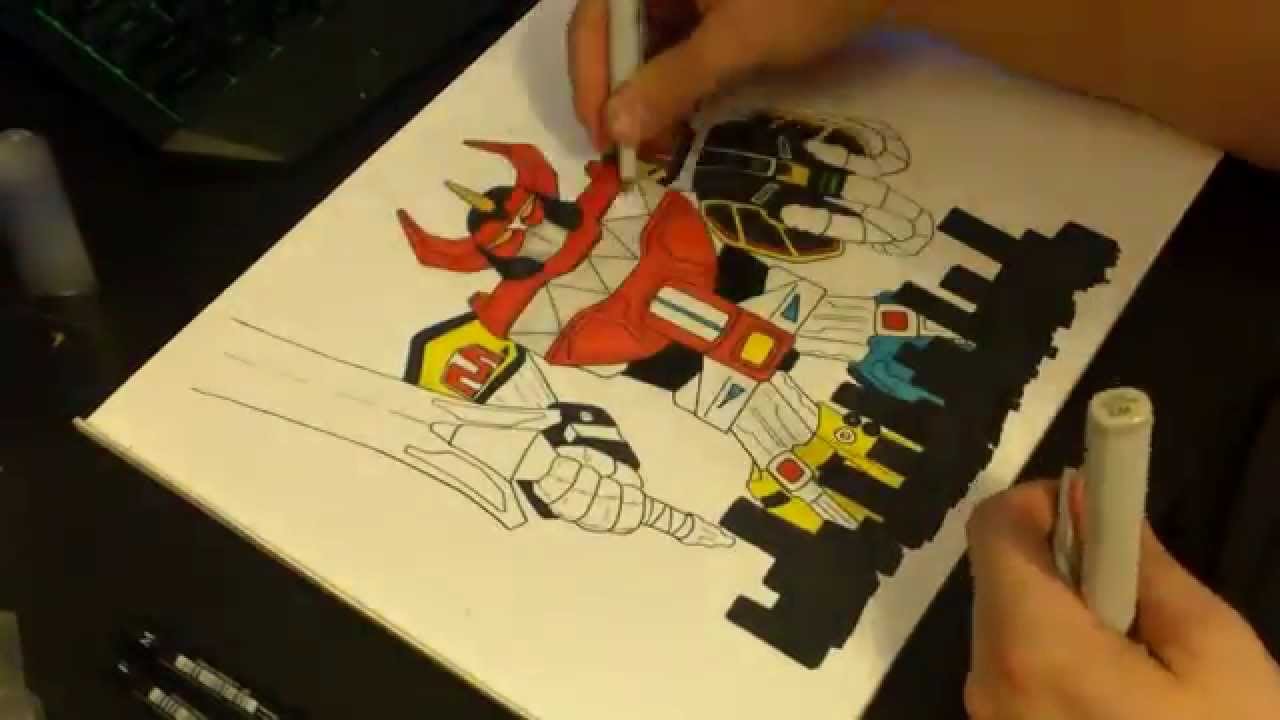 Let's Draw Megazord MMPR - YouTube