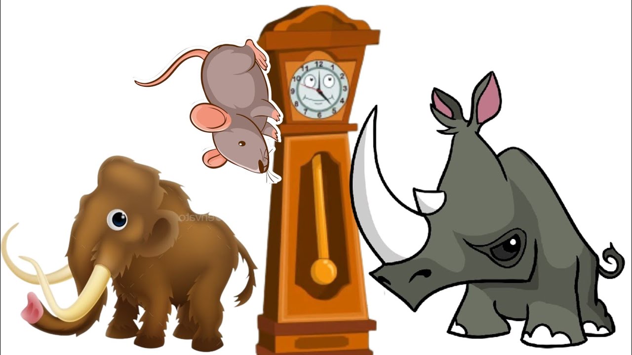 Hickory Dickory Dock Mouse, Rhino and Mammoth Song 5| Nursery Rhymes ...