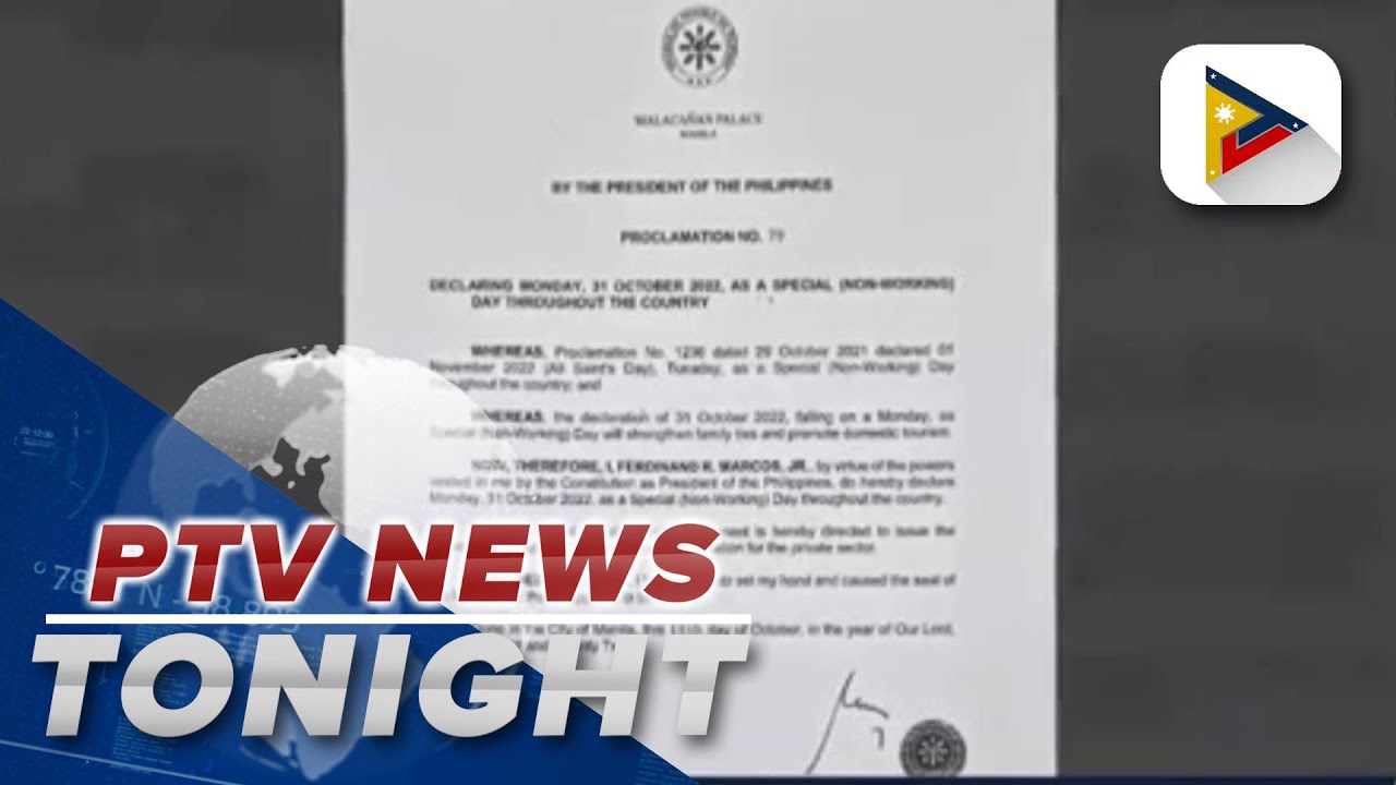 Palace declares Oct. 31 as special non-working holiday - YouTube