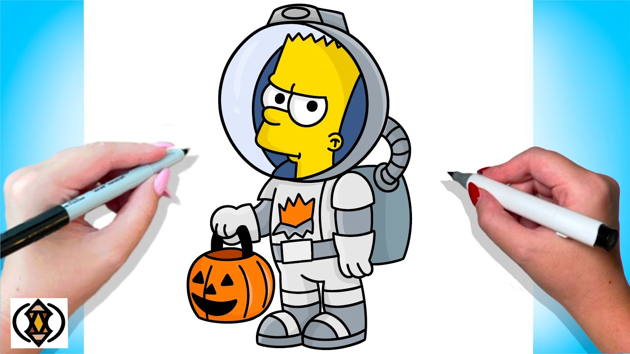 How To Draw Bart Simpsons As An Astronaut | Halloween Drawing Tutorial ...