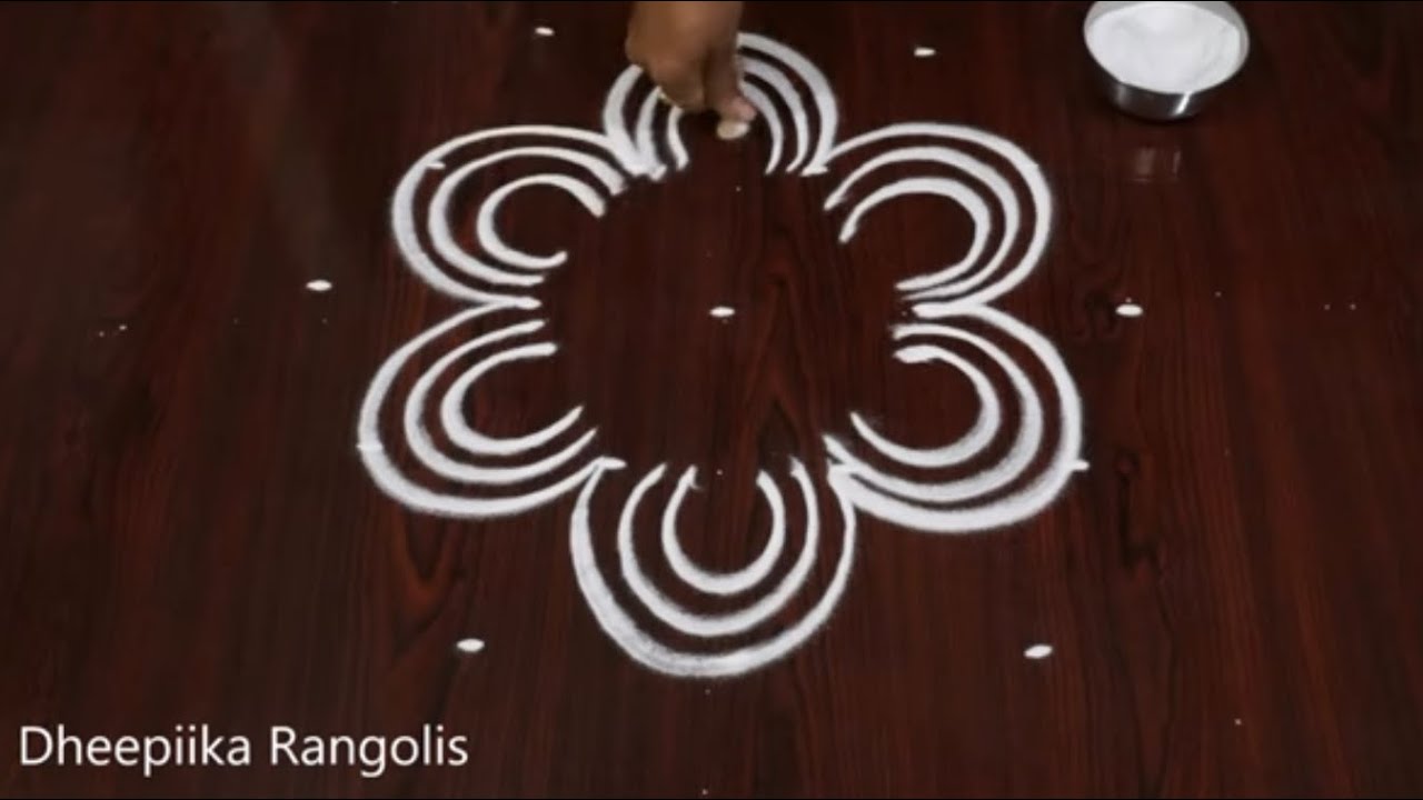2 Easy & Simple 5 dots rangoli design 🌺 Beautifull Muggulu 🌷small ...
