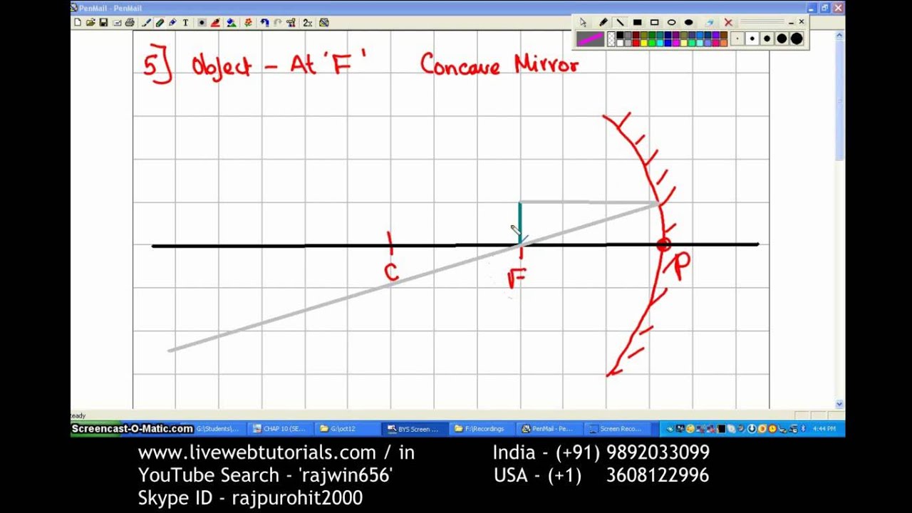 Ray Diagram Concave Mirror 5 Object at F - YouTube