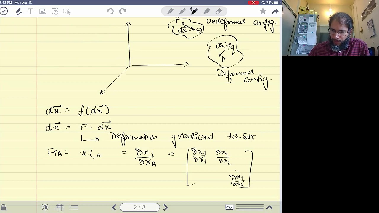 IC242 - Continuum Mechanics - Lecture 21 - Deformation Gradient - YouTube
