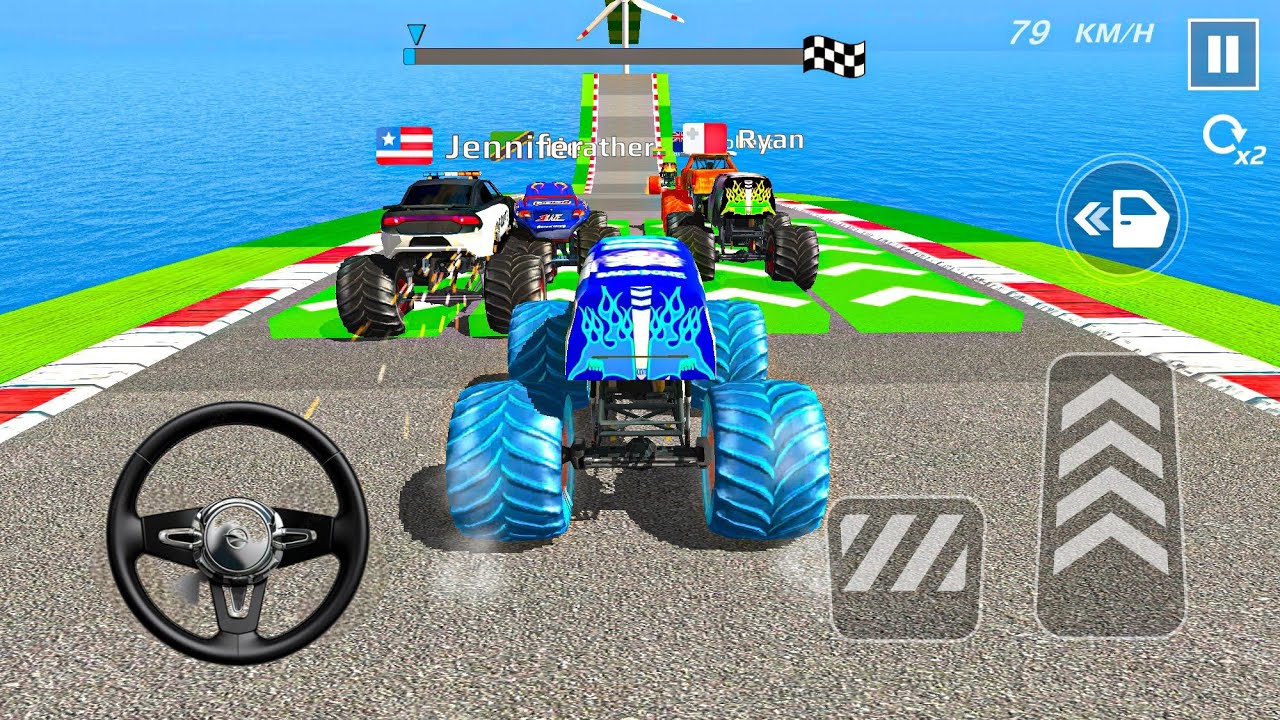Mega Ramp Monster Truck Racing - Monster Truck Mega Racing Car ...