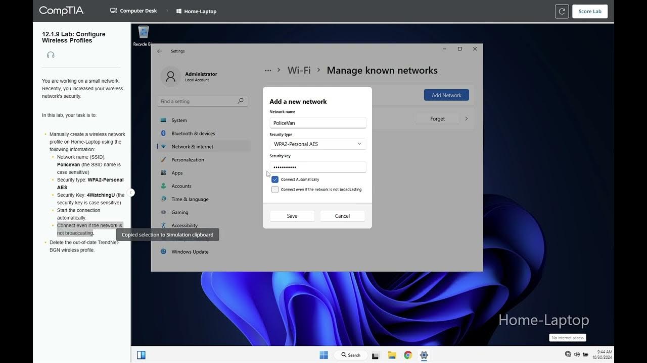 12 1 9 Lab Configure Wireless Profiles - YouTube