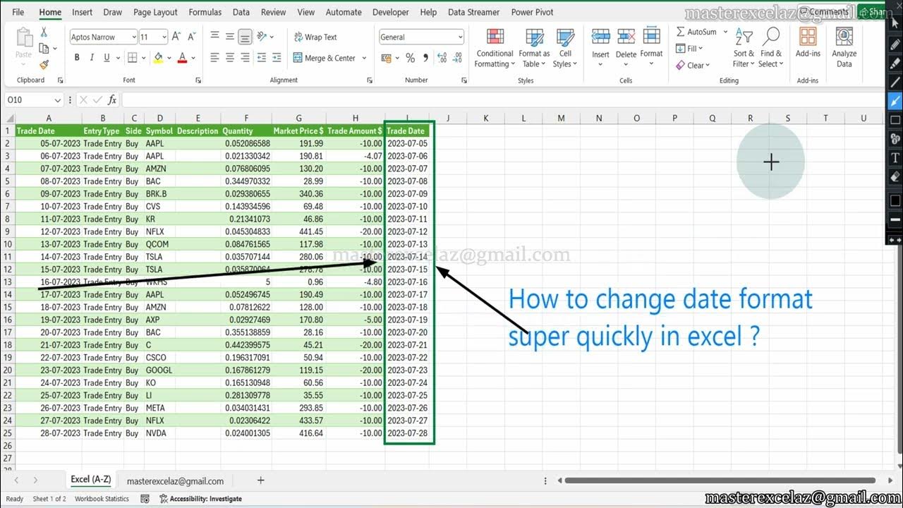 How to change date format super quickly in excel - Excel Tips & Tricks - YouTube