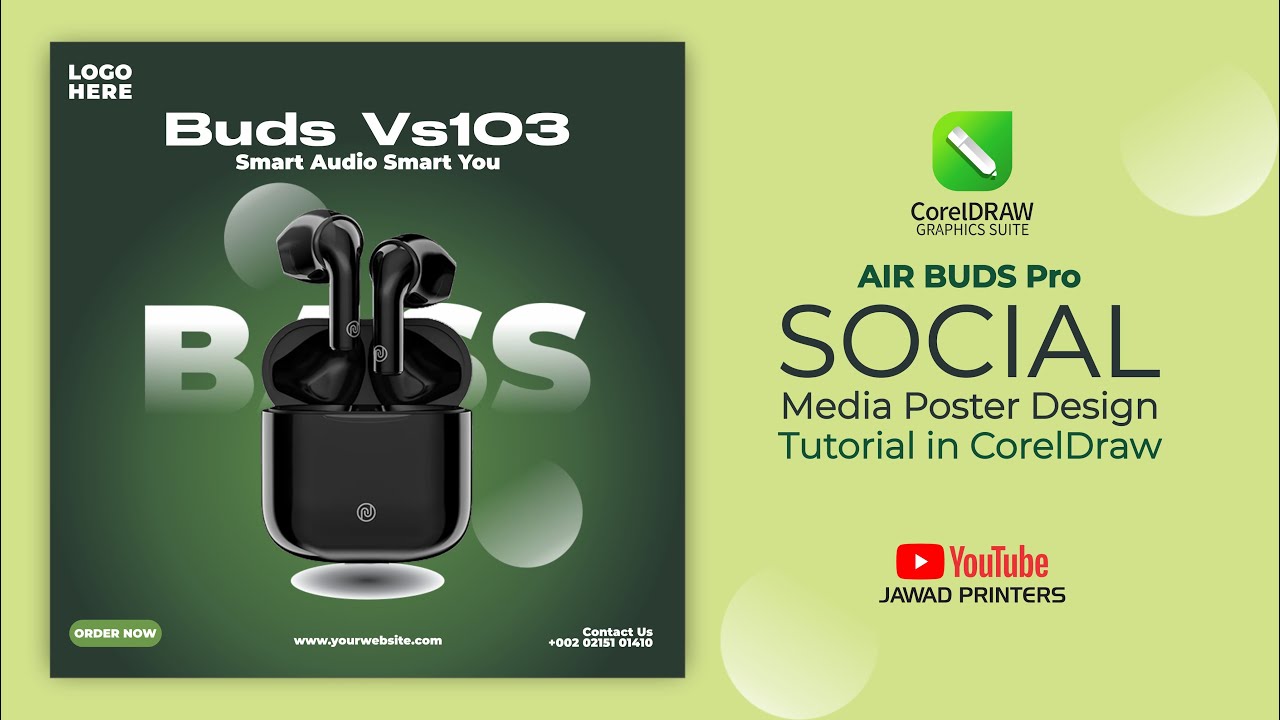 Air Buds Pro Poster Design | CorelDraw Tutorial | Social Media Post ...