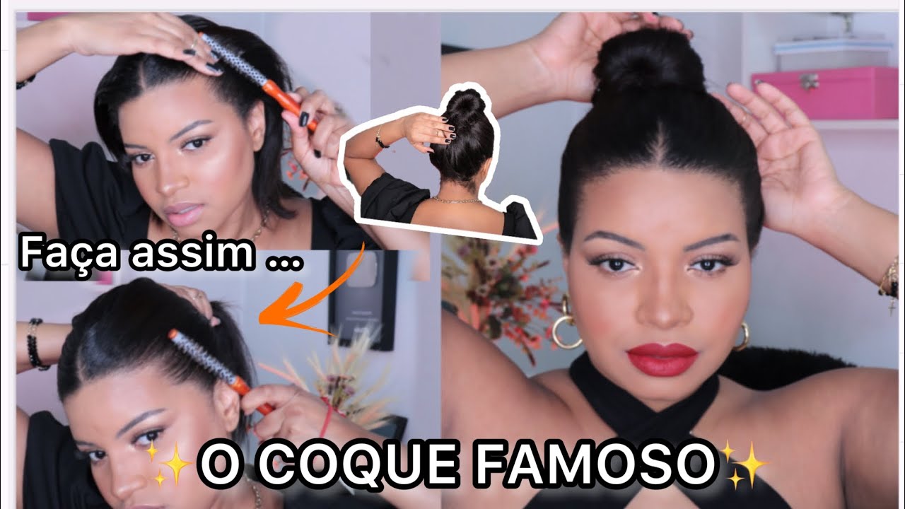 COQUE CABELO CURTO - COMO FAZER COQUE FAMOSO DIVIDO NO MEIO que USO🔥 ...