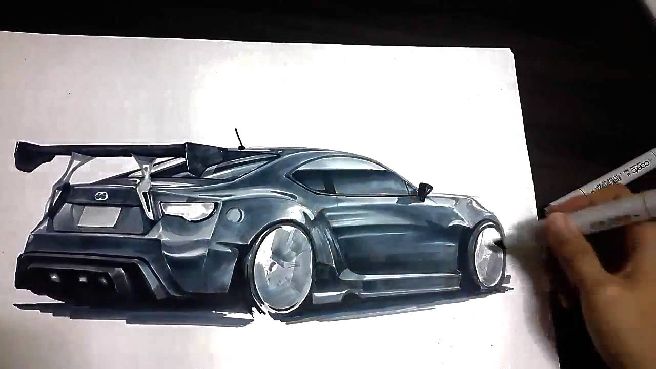 Toyota GT86 Rocket Bunny Marker sketch - YouTube