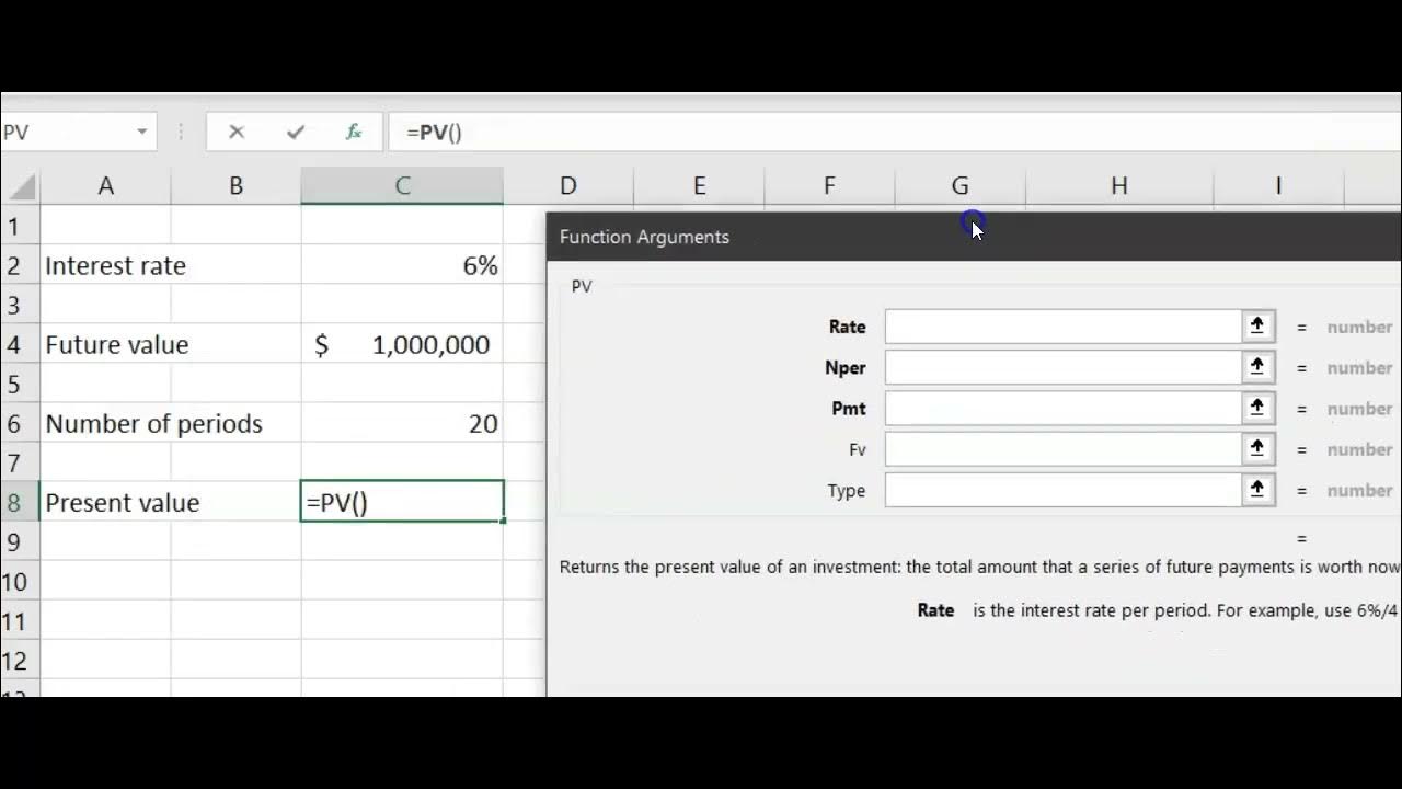 Present Value and Payment-Time Value of Money-Using Excel - YouTube