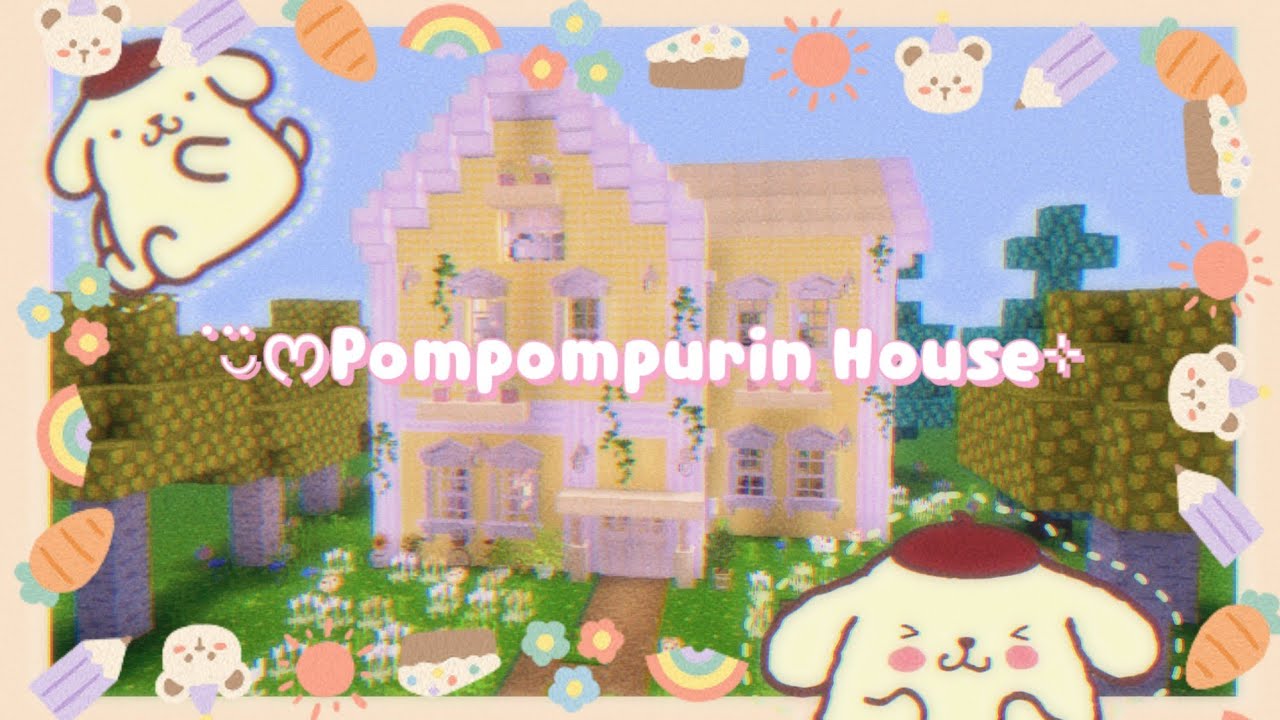 💛୧܀Cute Pompompurin Pastel House‧₊˚🍹 ⋅ ☆Speed build Mcpe🌼⊹∘ ̈ - YouTube