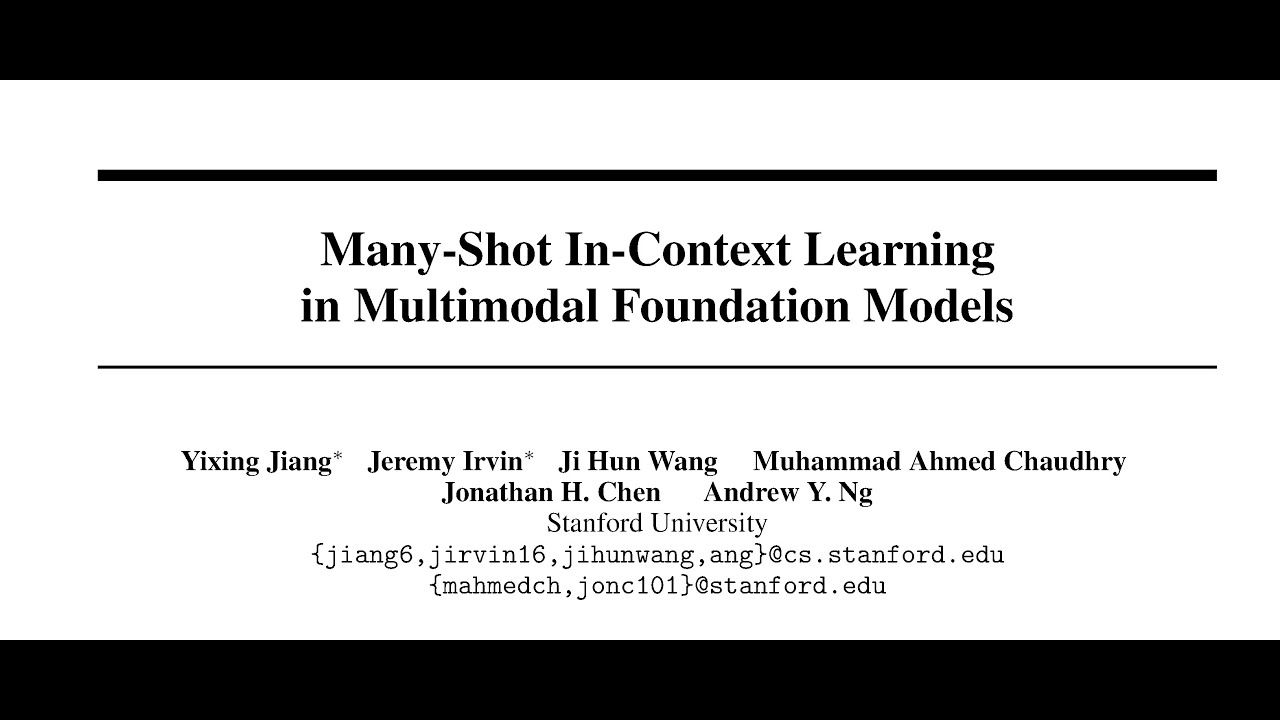 Many-Shot In-Context Learning in Multimodal Foundation Models - YouTube