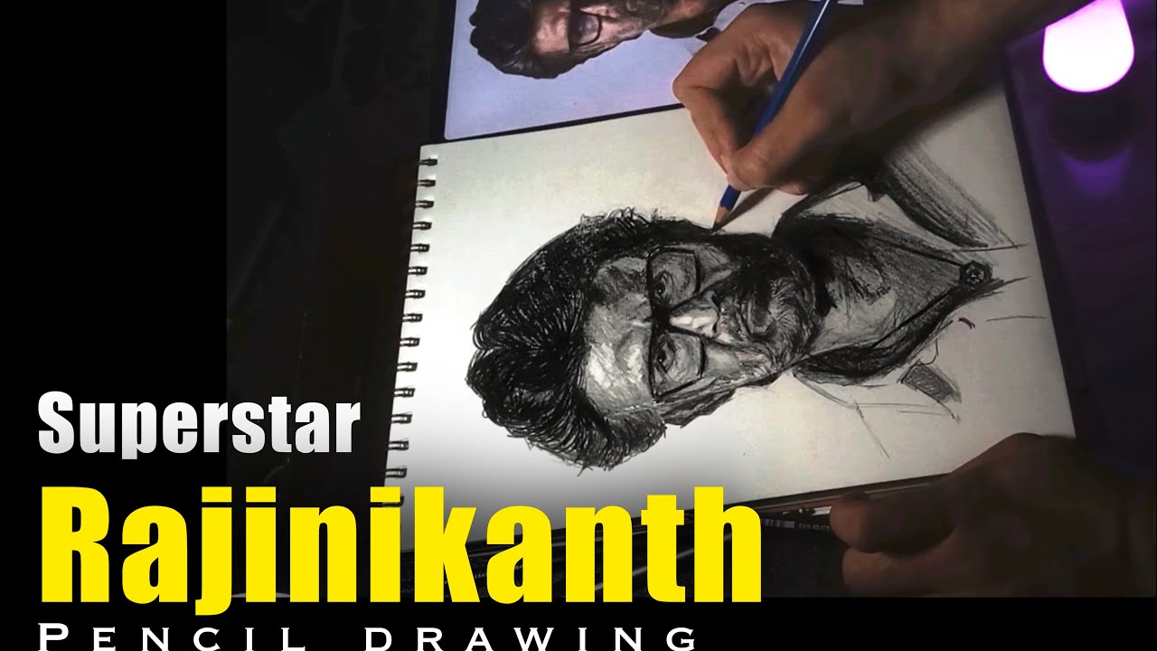 Superstar Rajinikanth Pencil Drawing | Ragend Ramachandran - YouTube