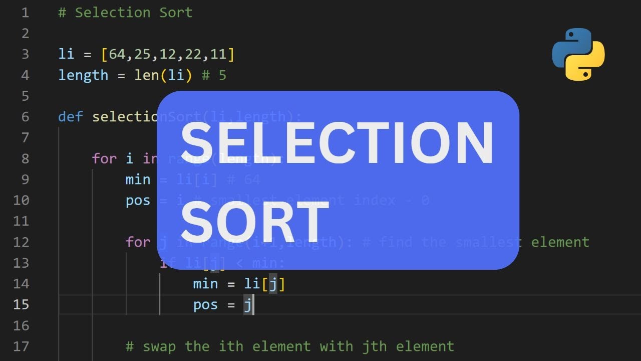 SELECTION SORT - Algorithm + Code | HINDI - YouTube