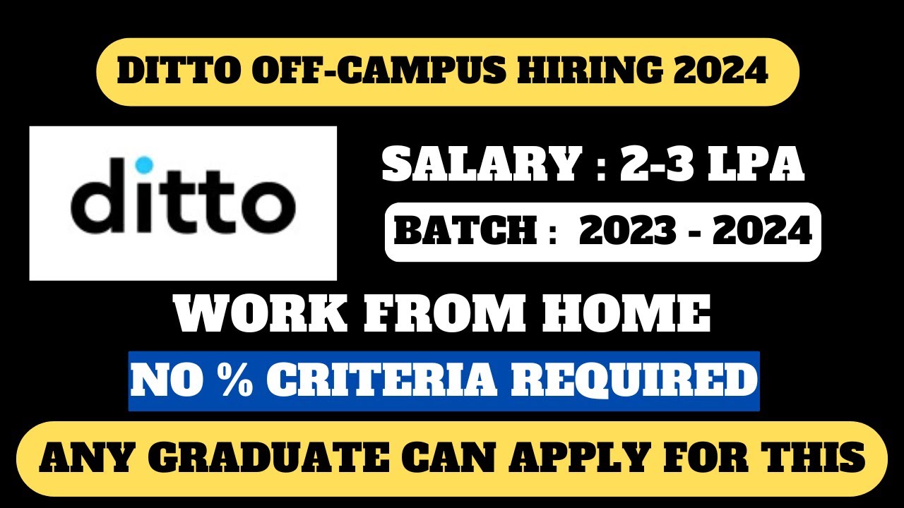 DITTO OFF-CAMPUS HIRING DRIVE 2024 | ANY GRADUATE CAN APPLY | NO ...
