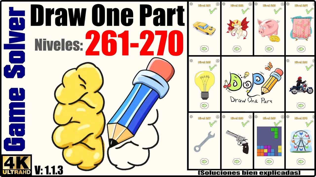 🧠𝐃𝐎𝐏 ️ | Draw One Part - Soluciones niveles 261, 262, 263, 264, 265 ...