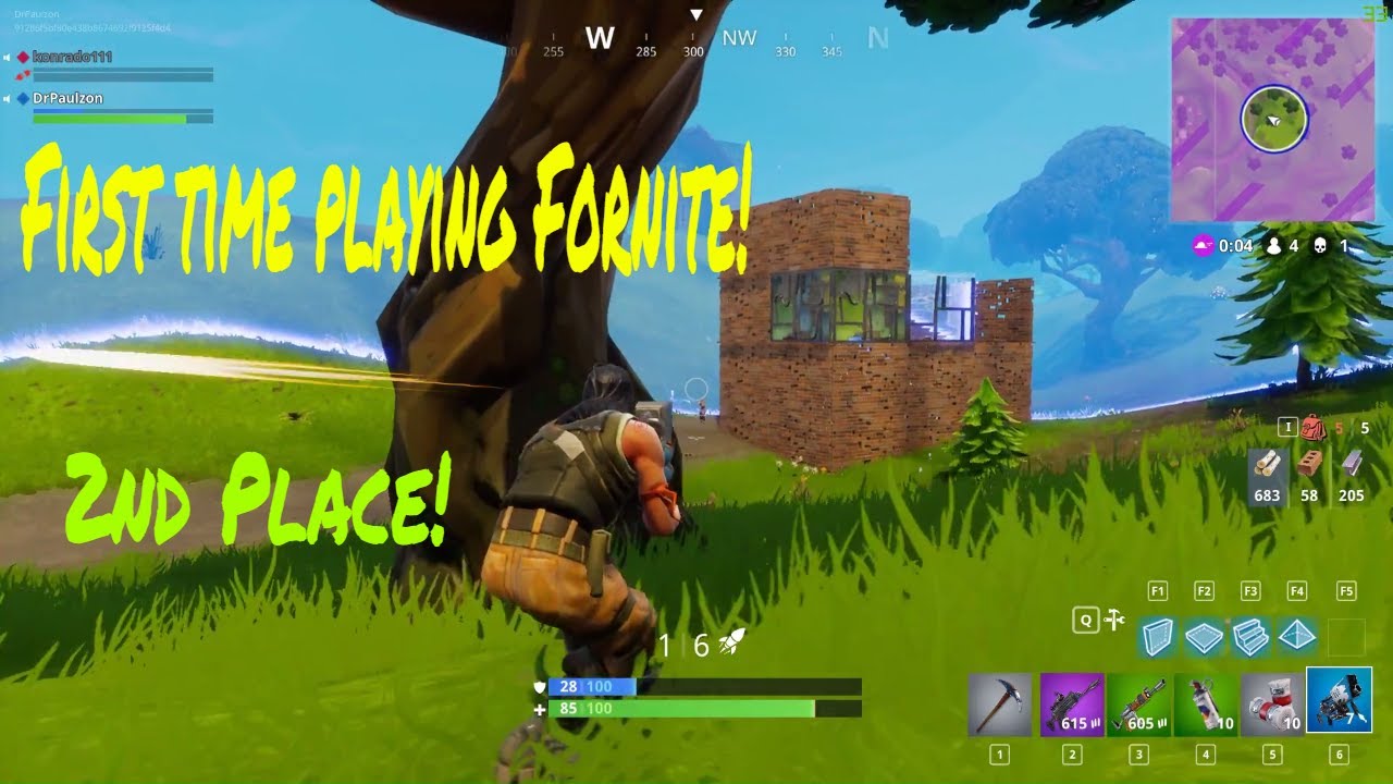 First time playing Fortnite! 2nd Place! - YouTube