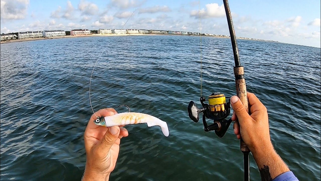 Fishing Big Plastic Jigs Along The Beachfront!! (Solid Bite!) - YouTube