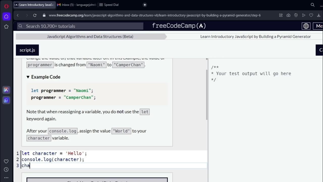 freeCodeCamp Learn Introductory JavaScript by Building a Pyramid Generator Part 6 - YouTube