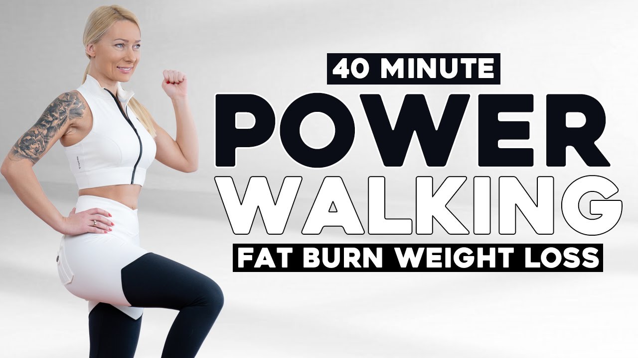 40 MIN POWER WALKING WORKOUT for WEIGHT LOSS - Full Body Fat Burn Knee ...