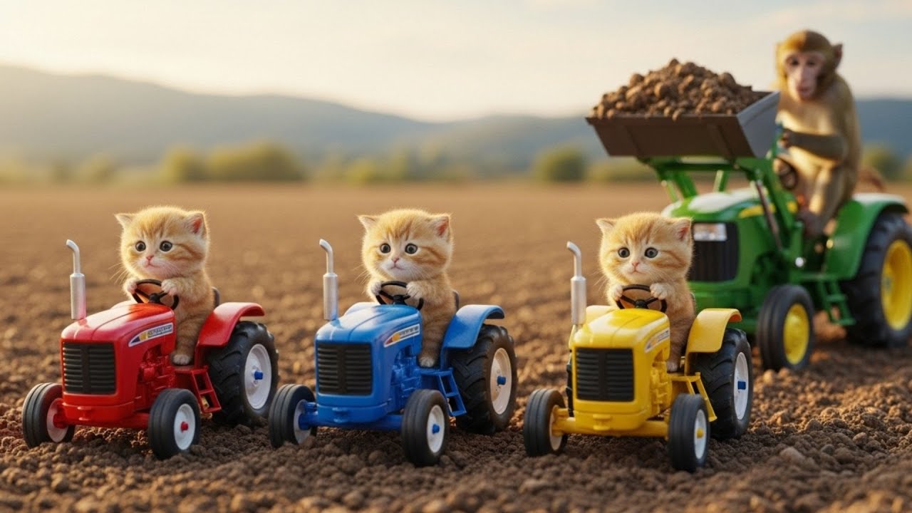 Farm Cats – Cute Tractor & Excavator Working Story | 4K Ultra Realistic ...