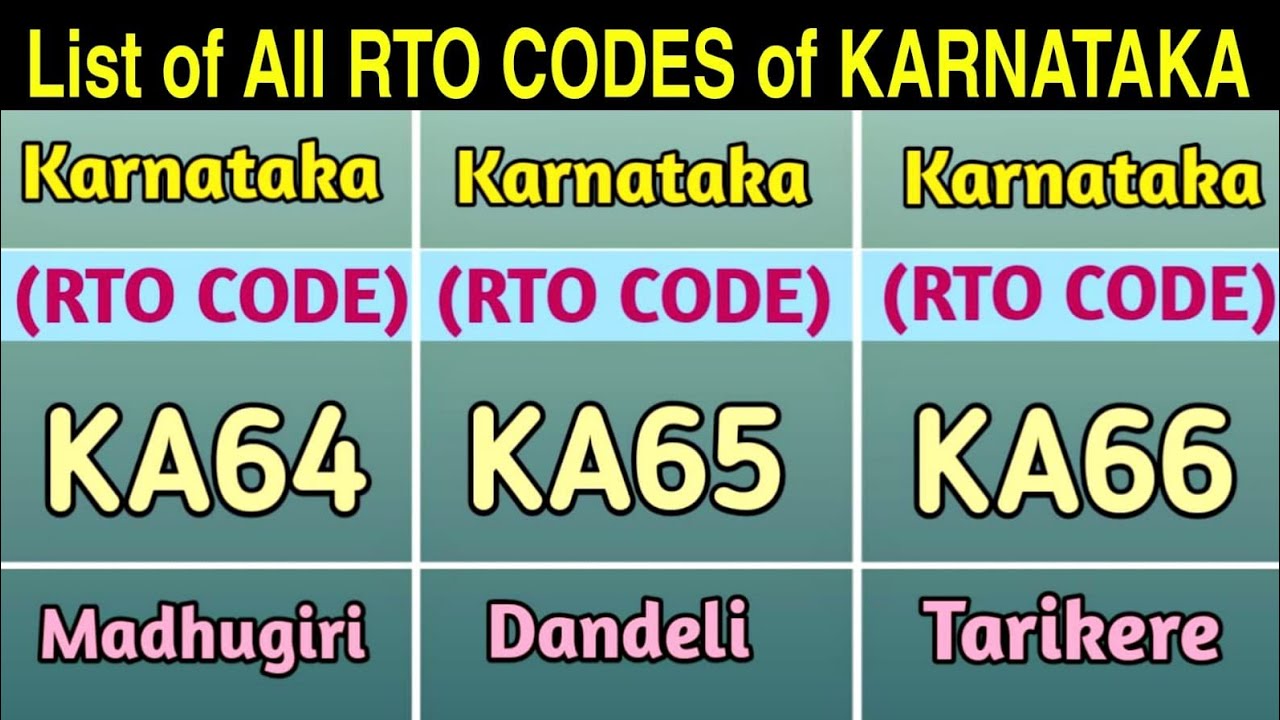 Karnataka RTO Codes for Vehicles Registration || Vehicles Registration number in Karnataka State ...