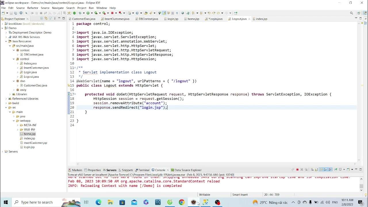 JSP, Servlet: Login/ Logout P3 - YouTube