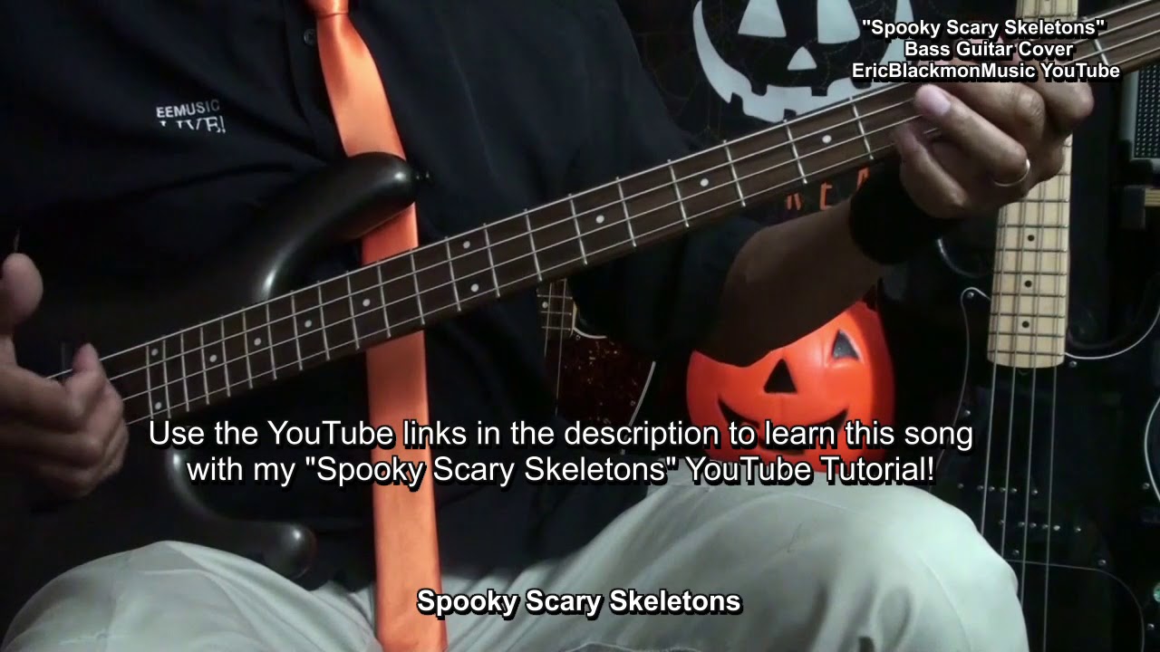 Scary Spooky Skeletons ELECTRIC SLAP BASS Cover LESSON LINK BELOW - YouTube