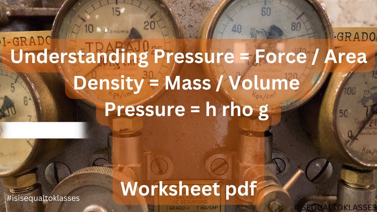Understanding Pressure = Force / Area, Density = Mass / Volume ...