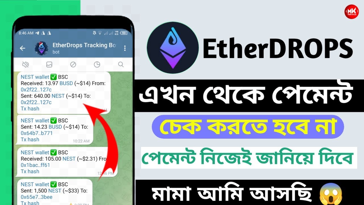 Airdrop থেকে পেমেন্ট আসলে সাথেসাথে কীভাবে বুজবেন? How To Use EtherDrops Bot || Airdrop Payment ...