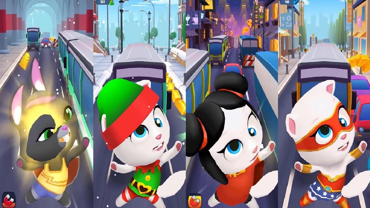 Talking Tom Gold Run ELF ANGELA VS Talking Becca VS LUCKY ANGELA VS ...