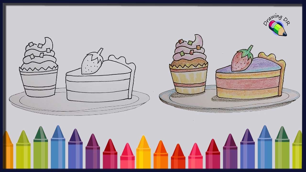 How to Draw Cute Cupcake with Coloring Easy Step - YouTube