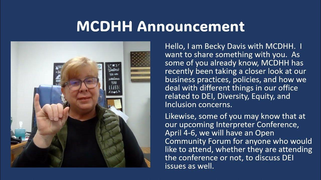 MCDHH Announcement LISTENING SESSION - YouTube