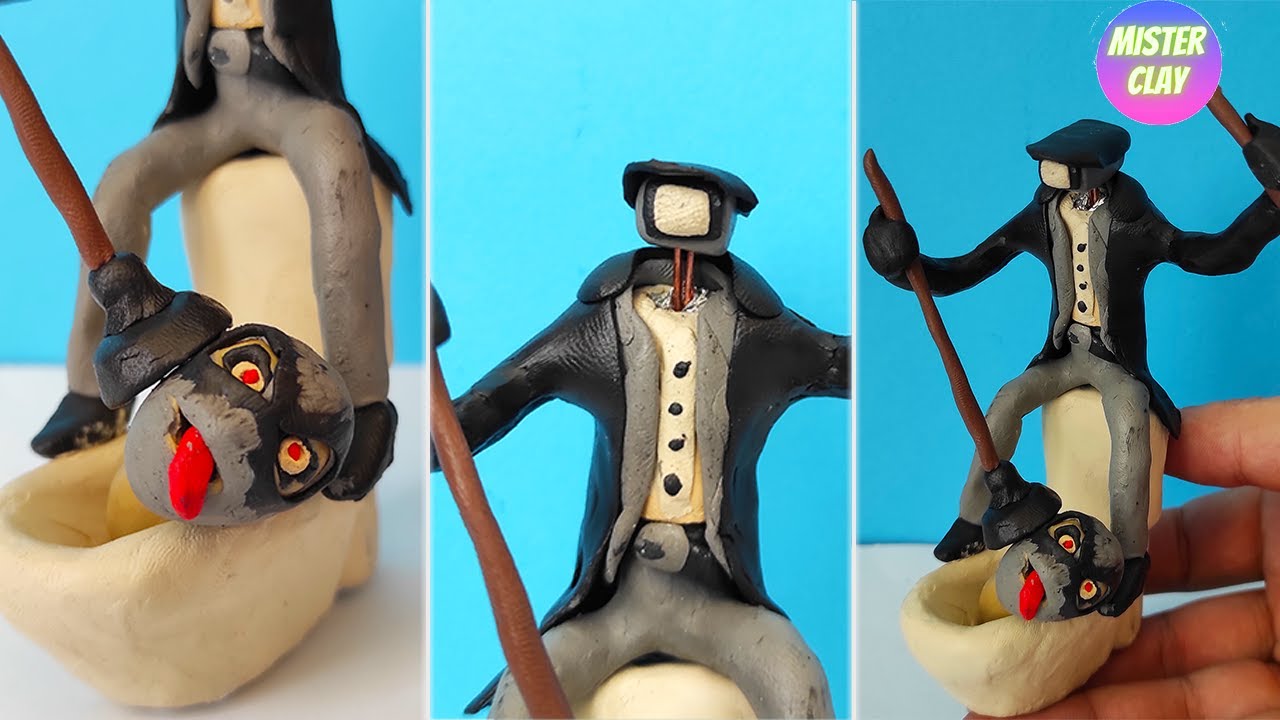 Skibidi toilet how to make Double Plunger cameraman from plasticine ...