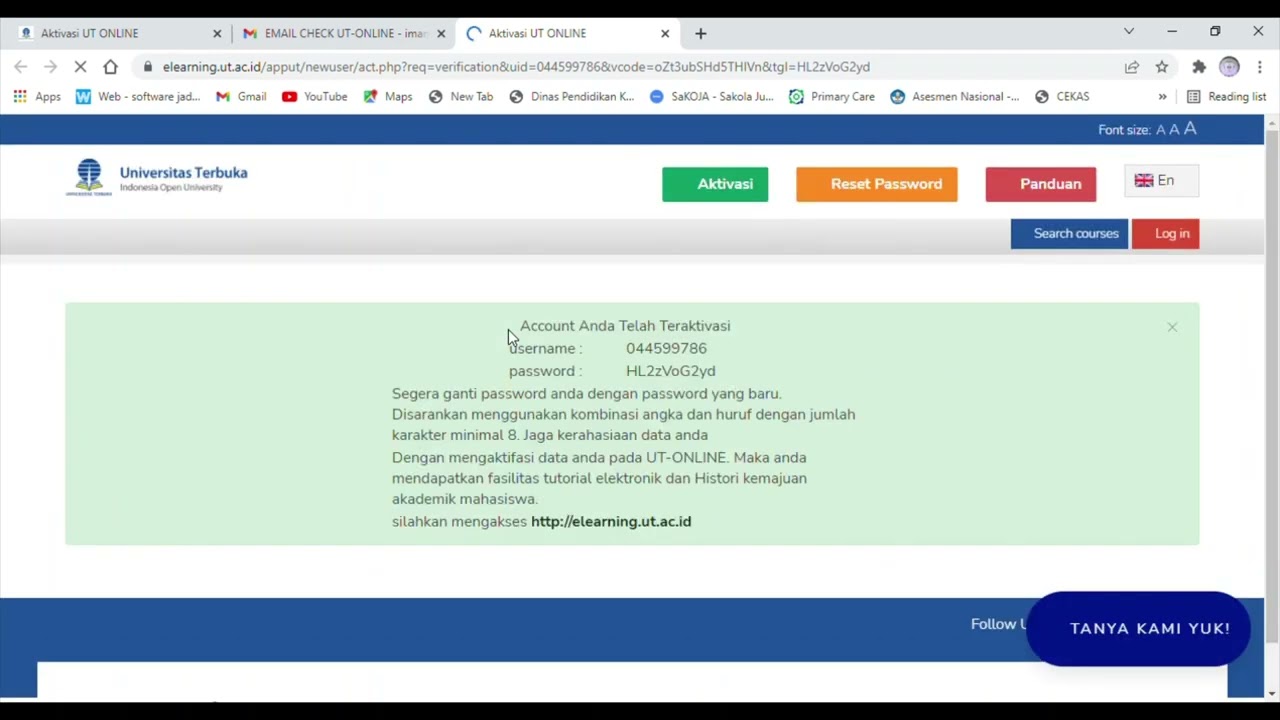 Aktivasi Tutorial Online (Tuton) Untuk Mahasiswa Baru Universitas ...