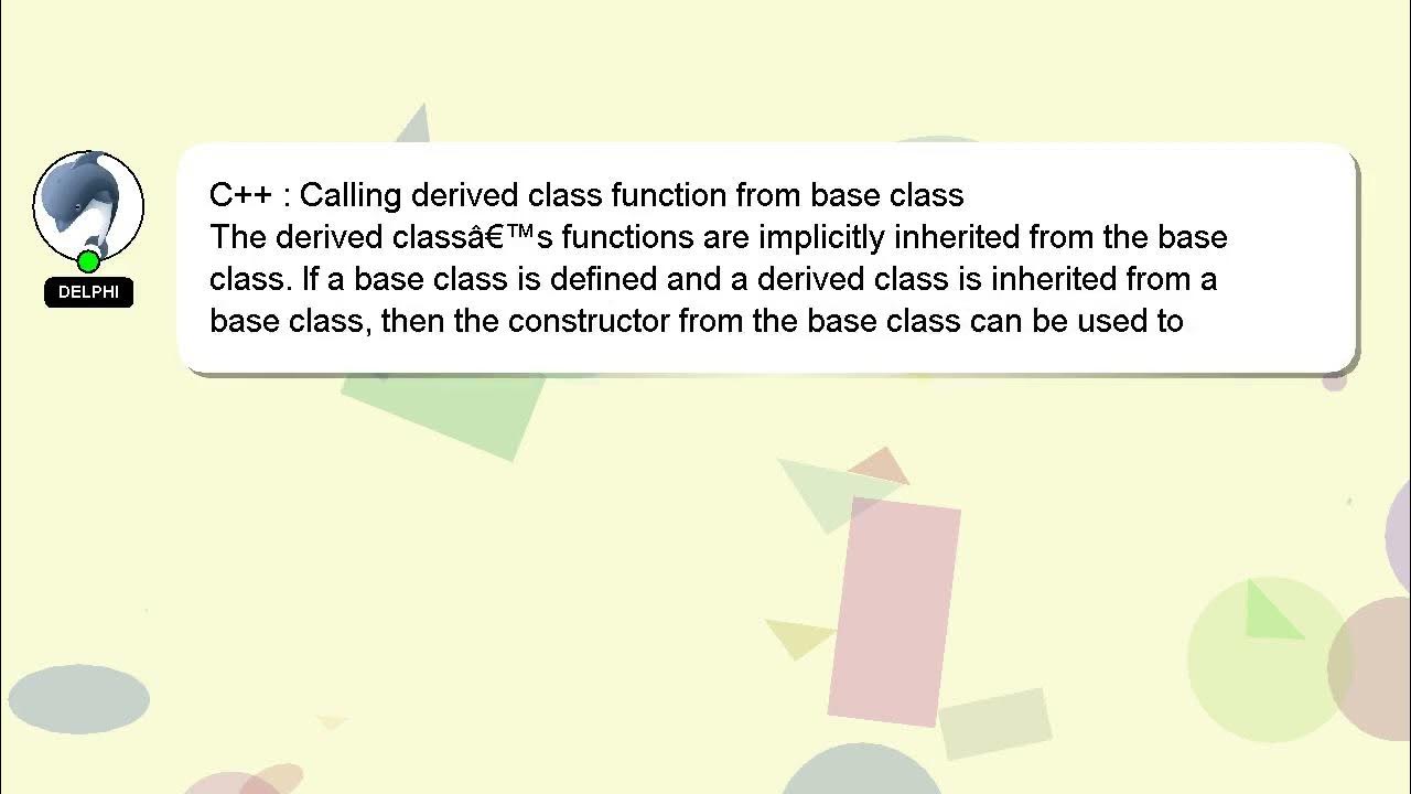 C++ : Calling derived class function from base class - YouTube