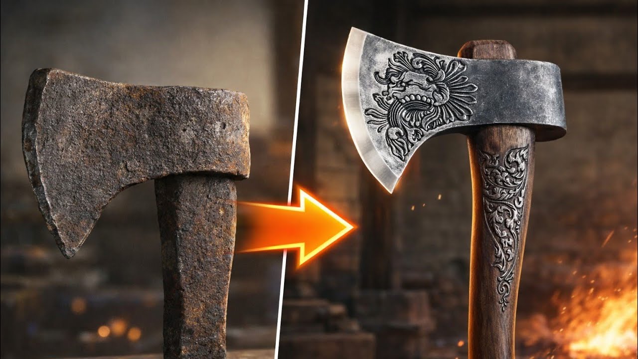 How Viking Axes Are Made in Modern Blacksmith Factory | Complete ...