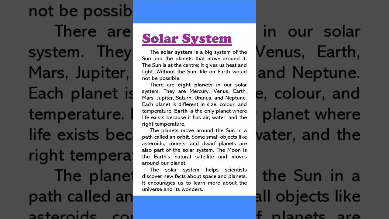 Paragraph On Solar System 150 Words